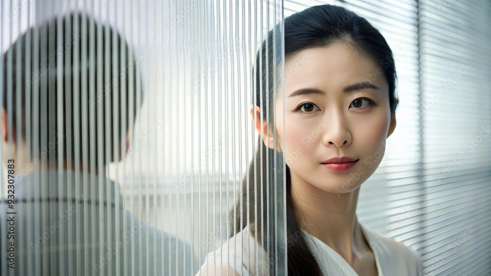 Digital woman face for AI technology concept. Glitched and corrupted ...