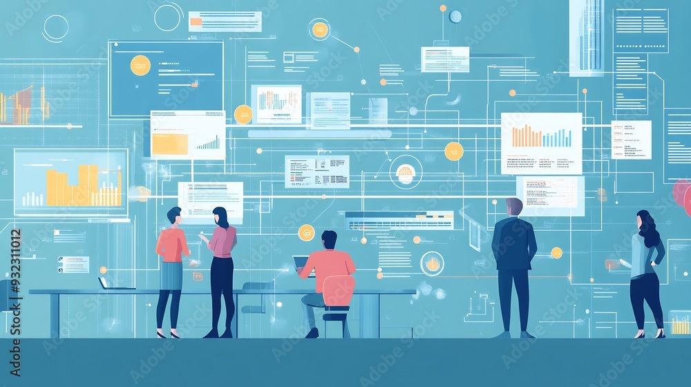 Modern visualization of crossfunctional team collaboration emphasizing ...