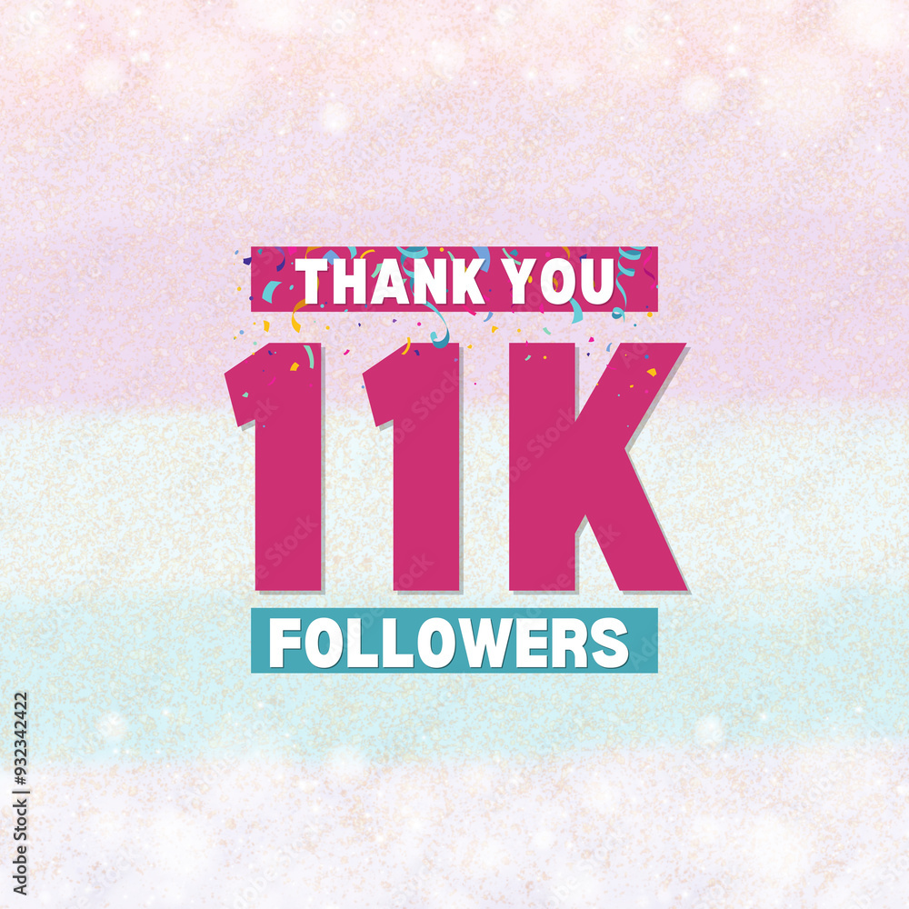 Thank you 11K Followers celebration banner design with pastel colors ...