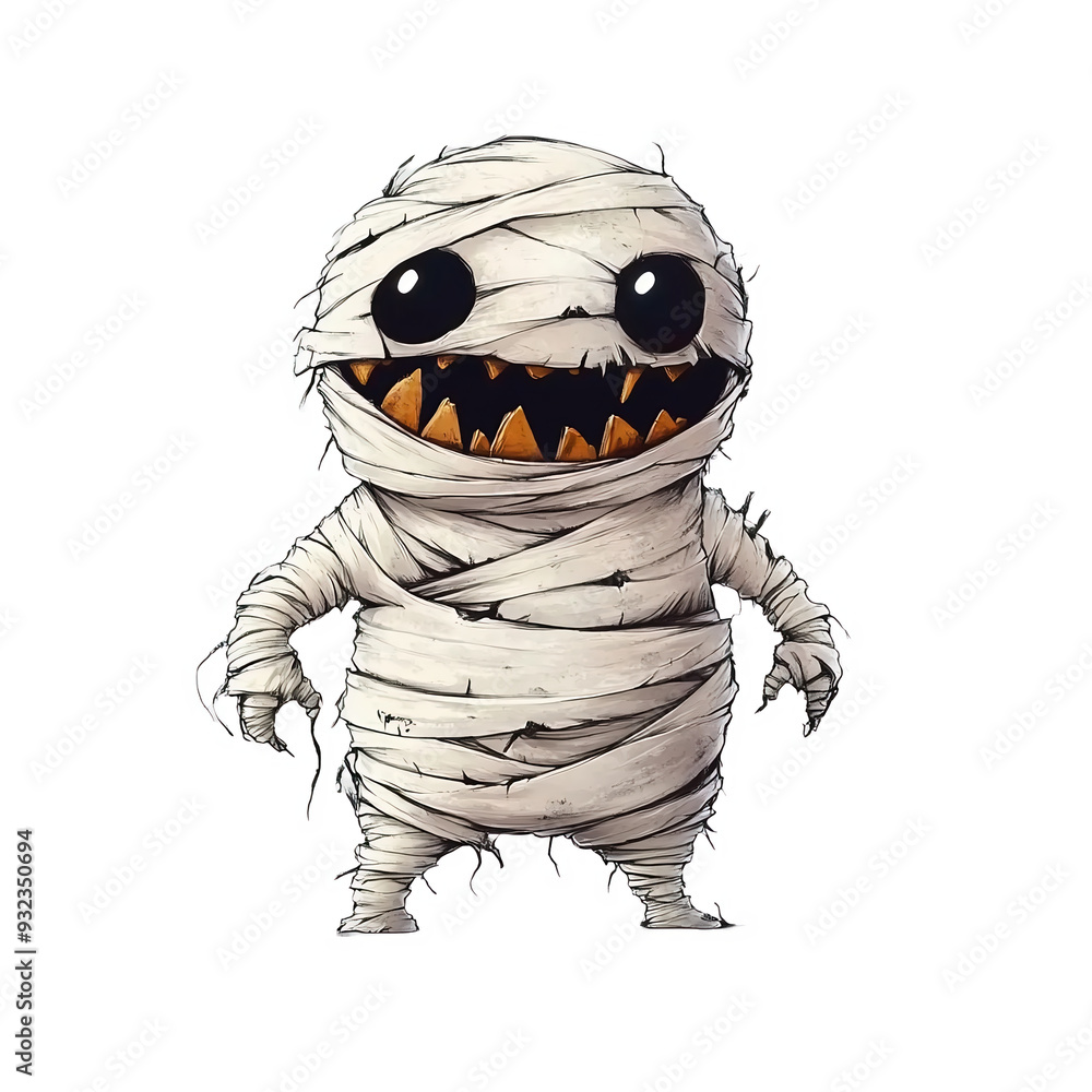 Cute Mummy Character, Smiling With Teeth, Wrapped In Bandages, Cartoon ...