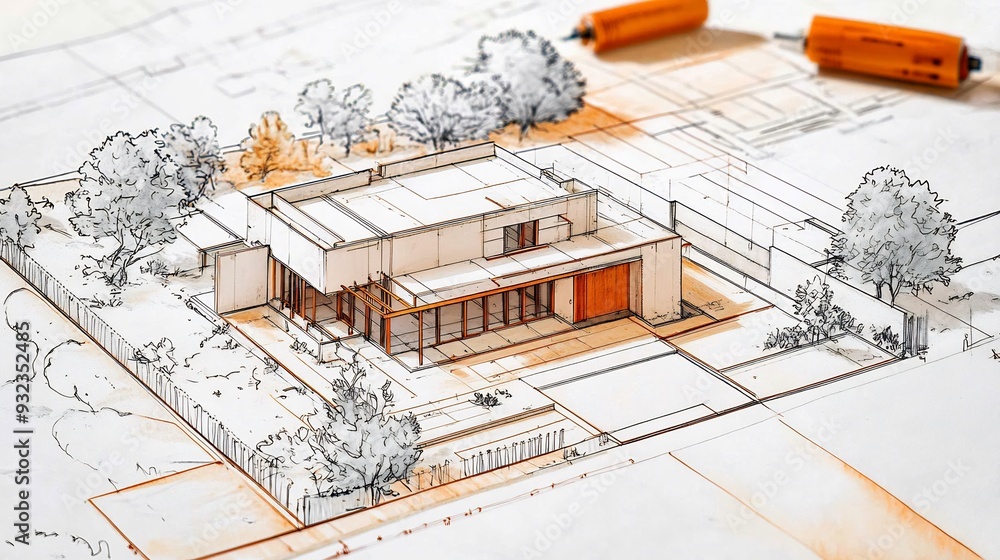 Detailed architectural plan for a construction project focusing on site ...