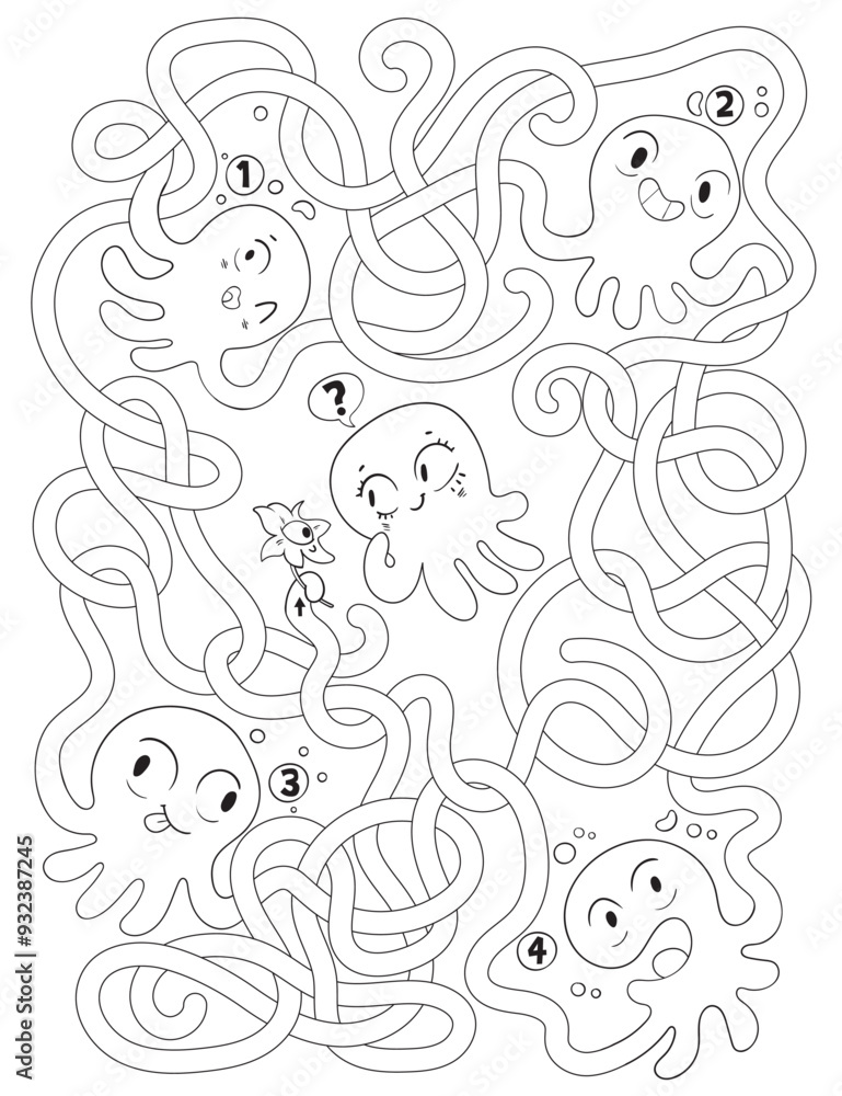 Image vectorielle Stock Children logic game to pass maze. Color the ...