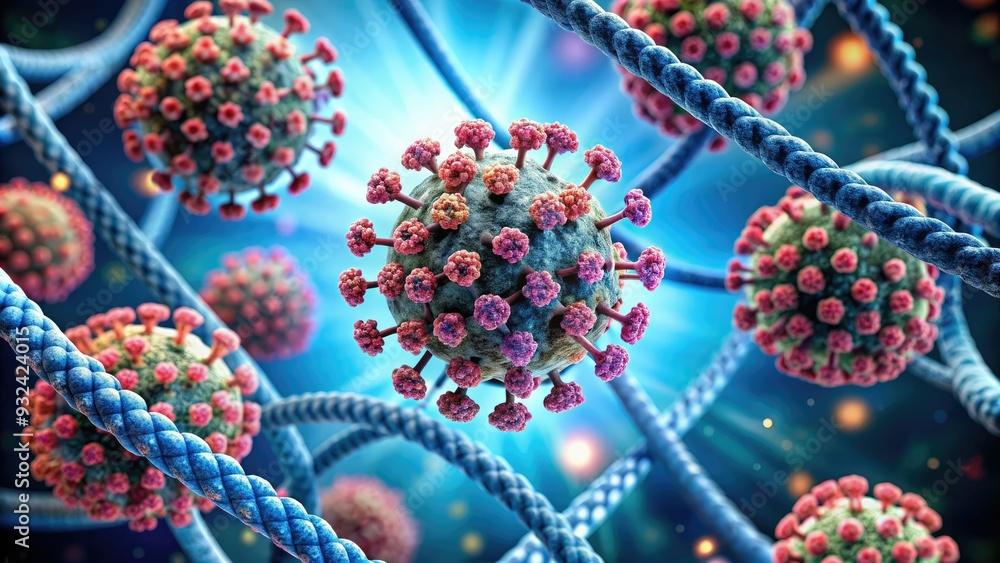 Microscopic illustration of human papillomavirus DNA helix structure ...