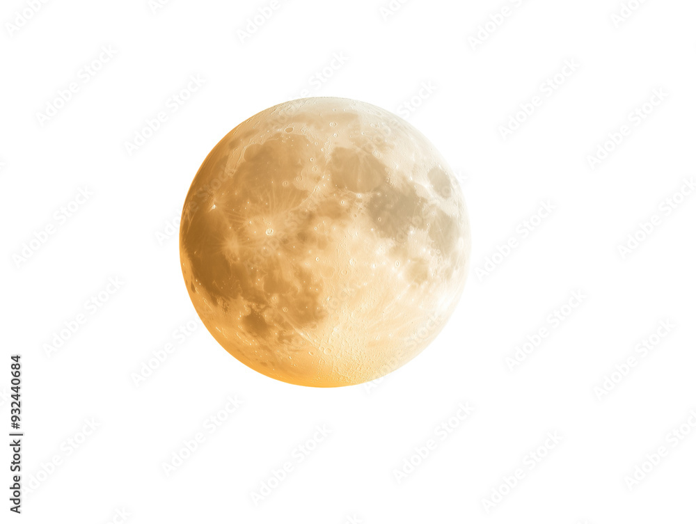 glowing full moon with detailed textured surface isolated on ...