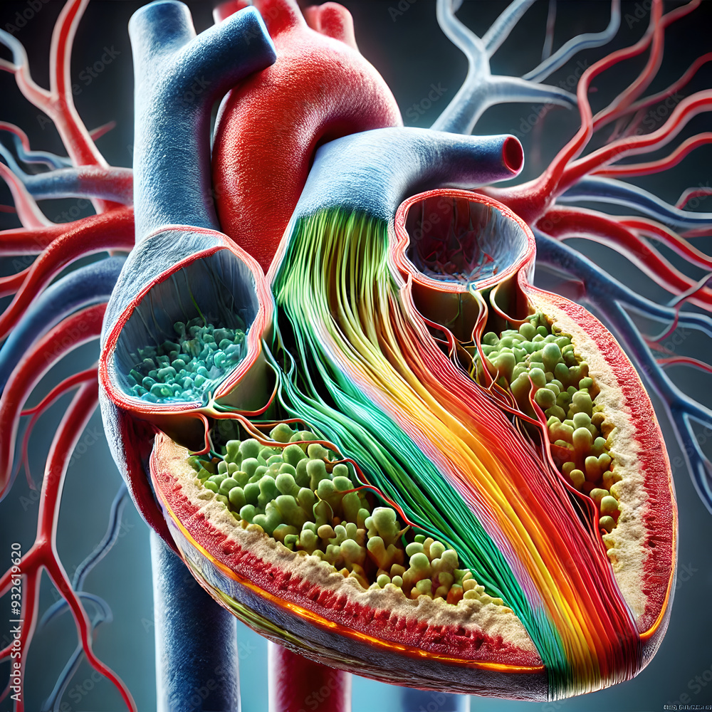 Heart anatomy: 3D human heart illustrating coronary artery disease (CAD ...