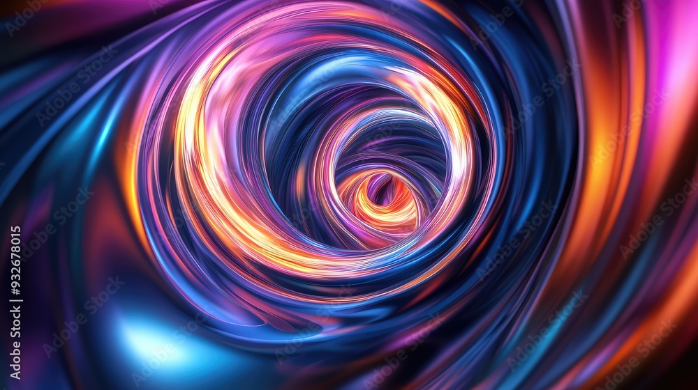 Digital illustration of a dynamic spiral pattern with endless loops and ...
