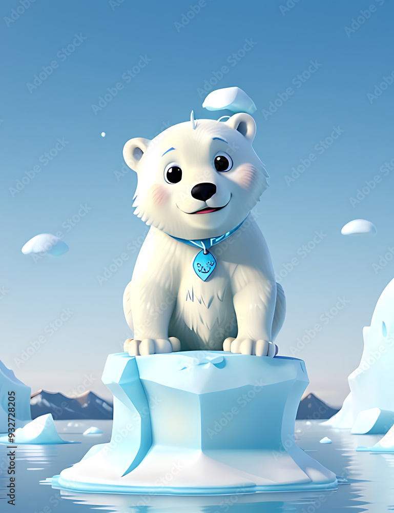 Illustration of a Polar Bear on a Melting Iceberg, Highlighting the ...