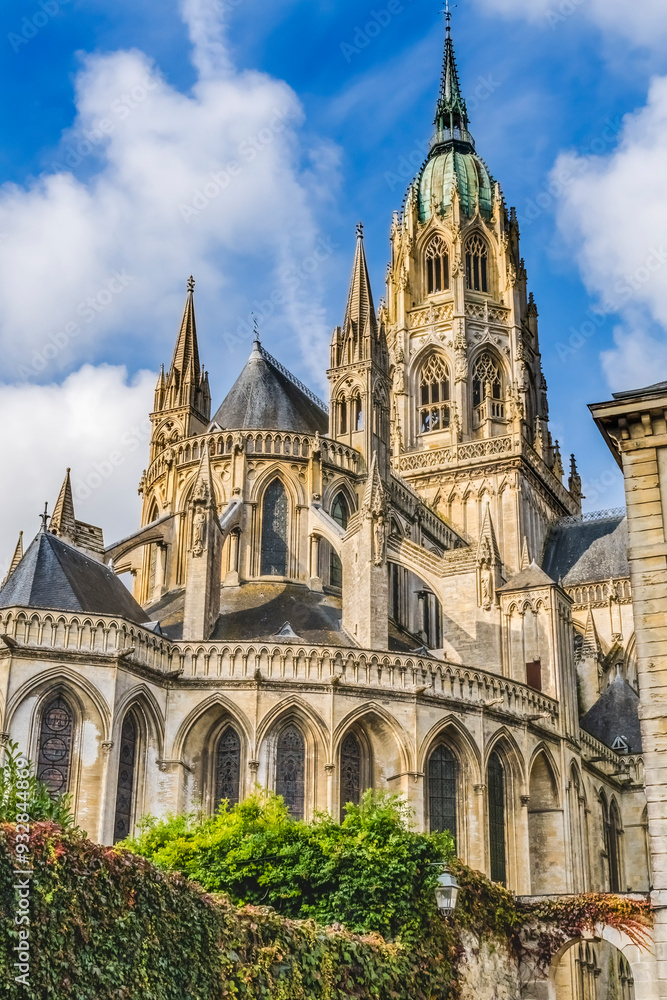 Outside, Bayeux Cathedral, Bayeux, Normandy, France. Catholic church ...