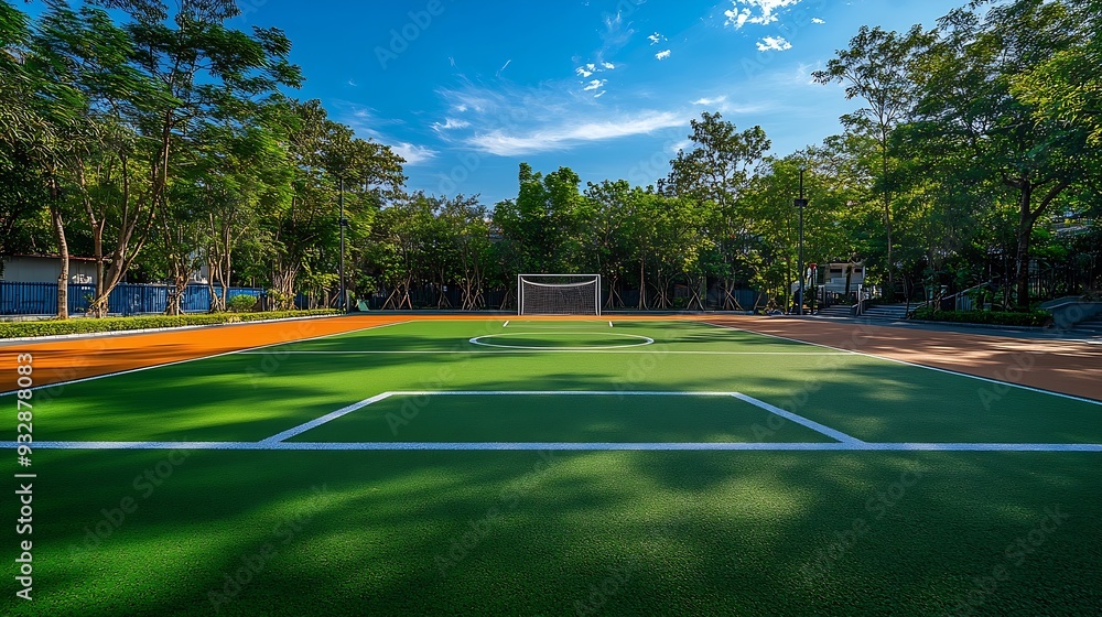 Futsal court in a public outdoor park with artificial turf : Generative ...