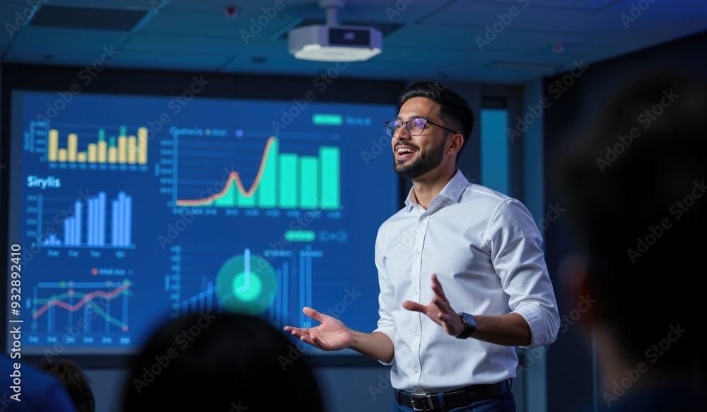 Confident Indian Male Executive Leading Presentation with Interactive ...