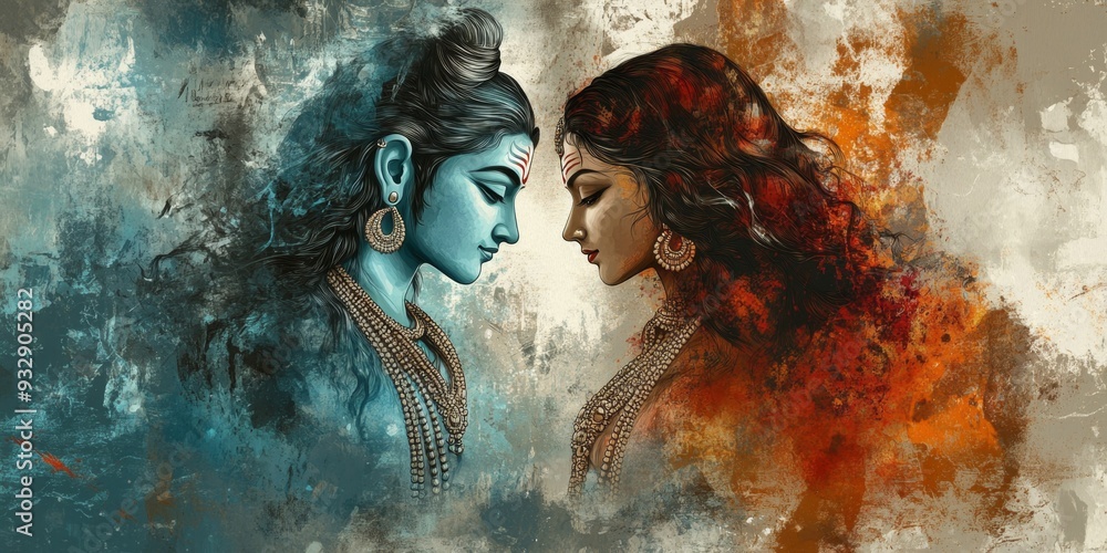 Abstract Trash Art Illustration of Lord Shiva and Goddess Parvati: AI ...
