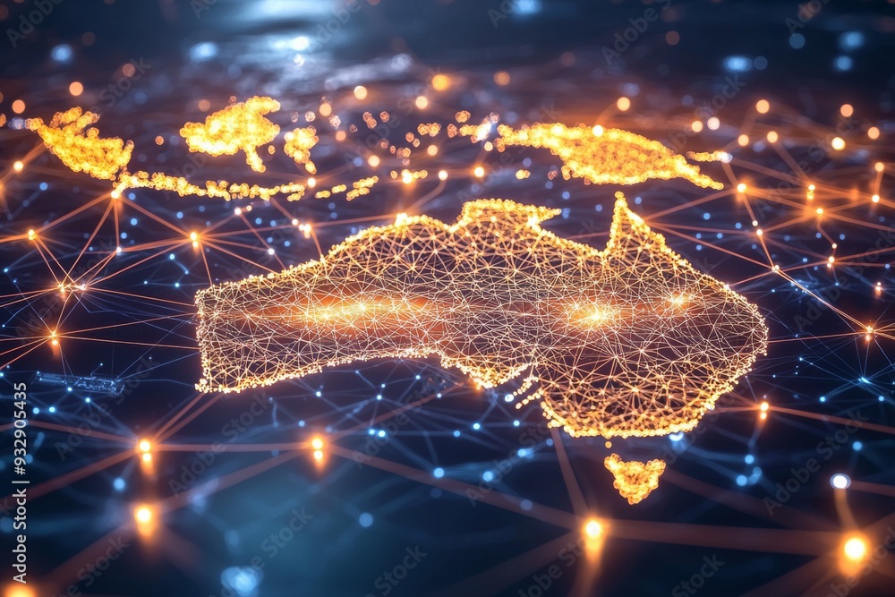 Digital map of australia network connectivity created with generative ...