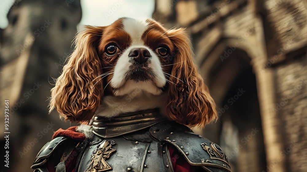 Adorable Cavalier King Charles Spaniel Dog Dressed in Ornate Knight s ...