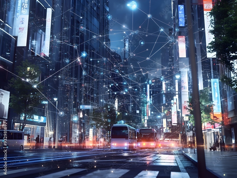 Interconnected Smart City IoT Network Powering Futuristic Urban ...