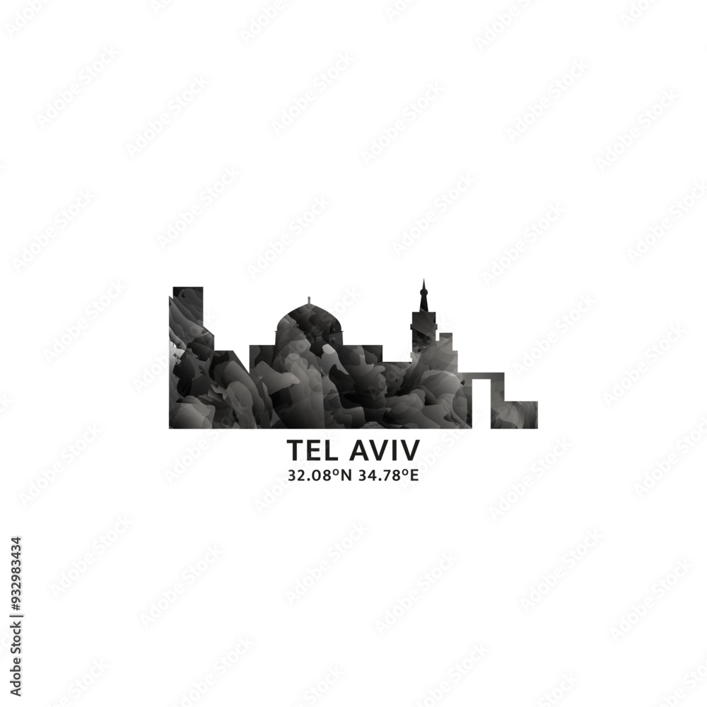 Tel Aviv panorama, vector badge, skyline logo and icon. Israel city ...