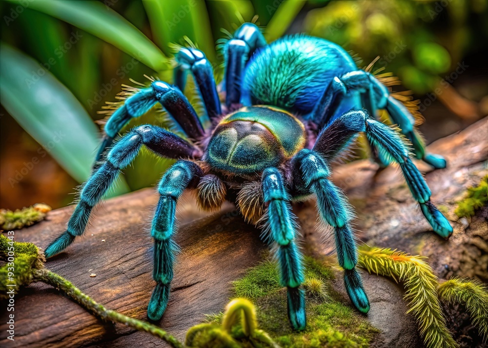 Turquoise iridescent sheen illuminates the Electric Blue Pamphobeteus ...