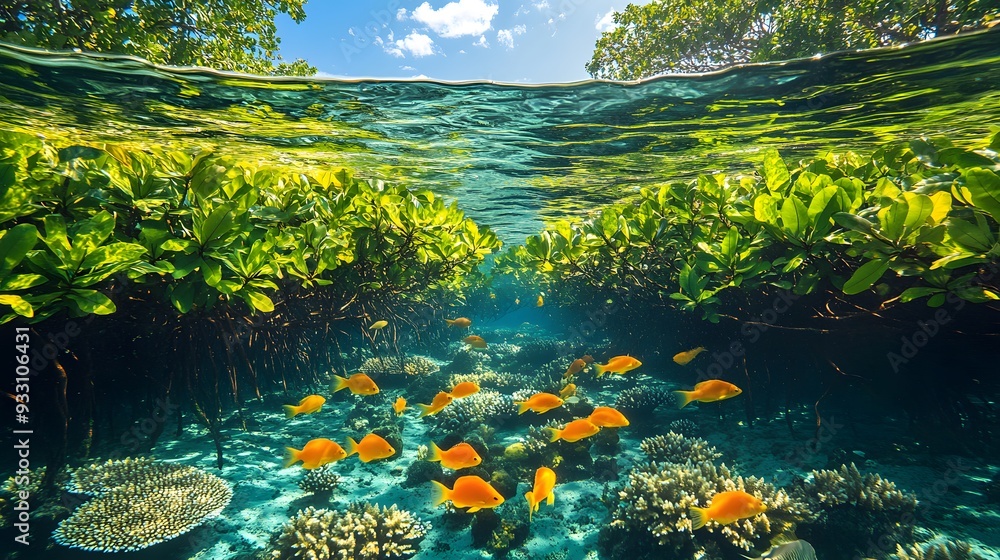 Imagine a coastline where mangroves and wetlands flourish, acting as ...