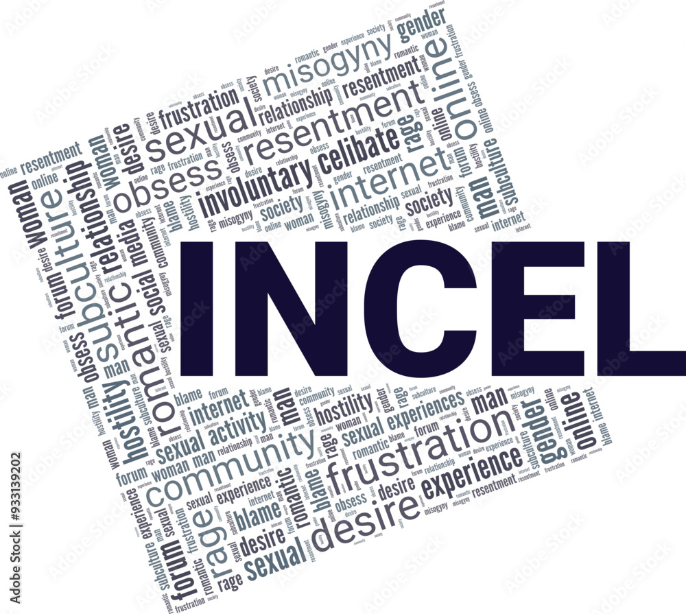 INCEL Involuntarily Celibate word cloud conceptual design isolated on ...