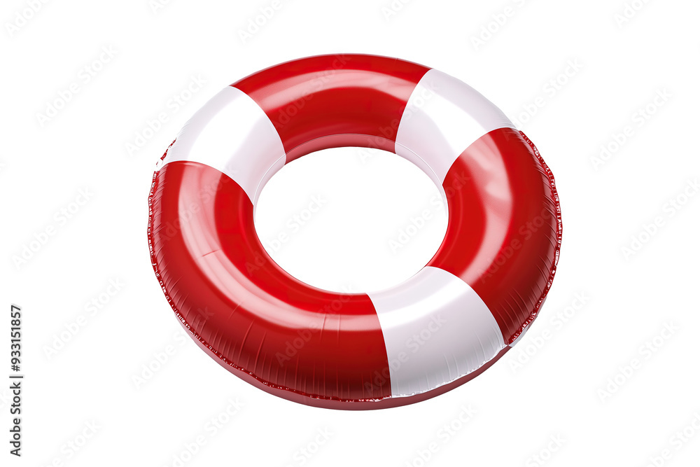 Red and white inflatable lifebuoy ring floating isolated PNG cutout ...