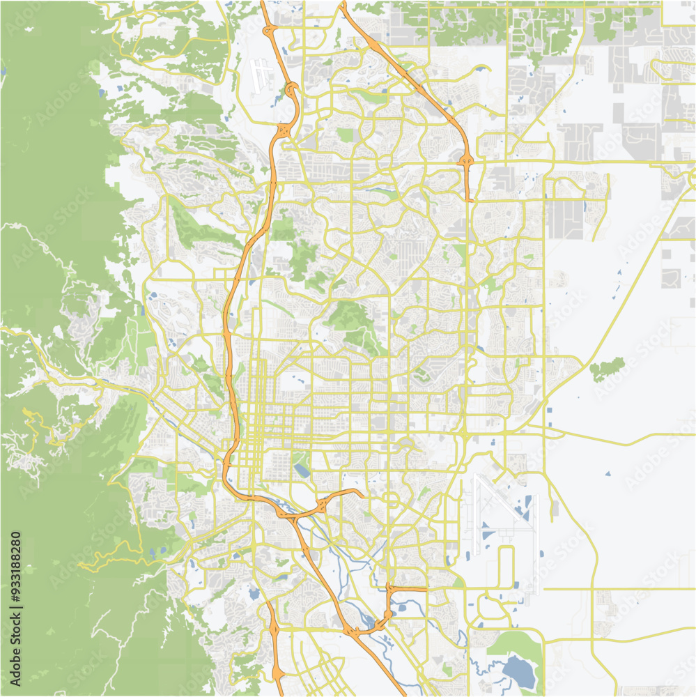Road map of Colorado Springs in Colorado. Contains layered vector with ...