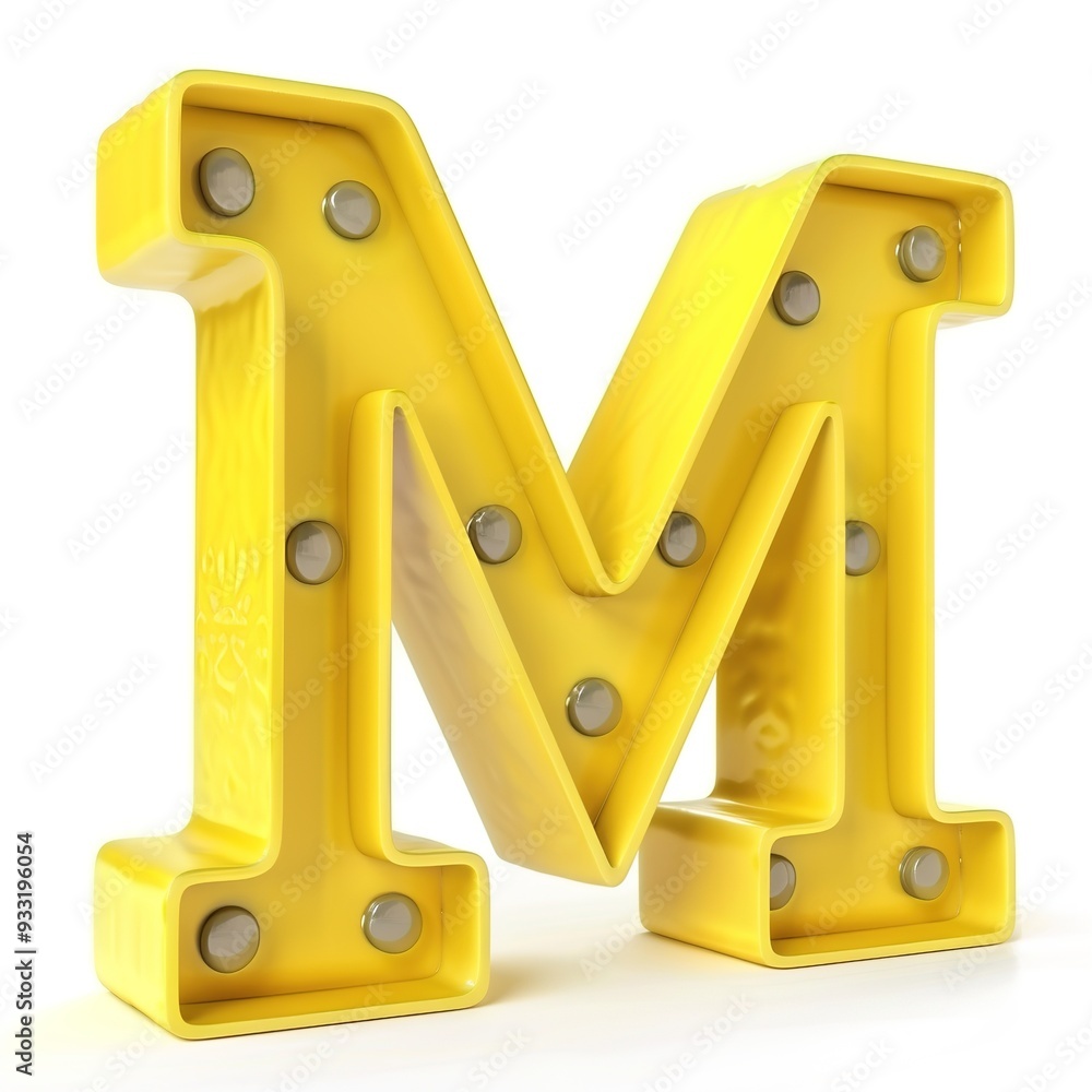 Large Capital Letter M in Cartoon Style Yellow 3D: A Bold and Vibrant ...