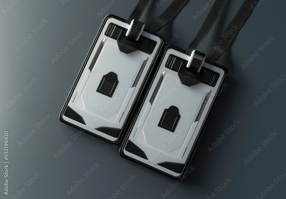 Name badge mockup set with cotton lace, black and white. Brand identity ...