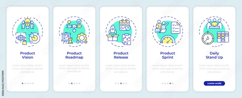 Agile planning levels onboarding mobile app screen. Strategy plan ...