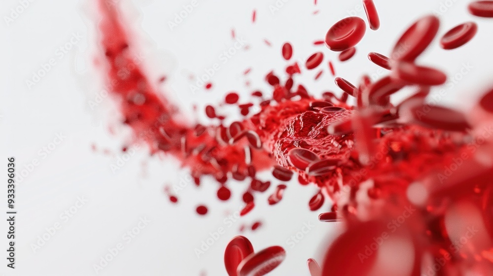 A 3D animation of blood cells flowing through a vein, allowing viewers ...