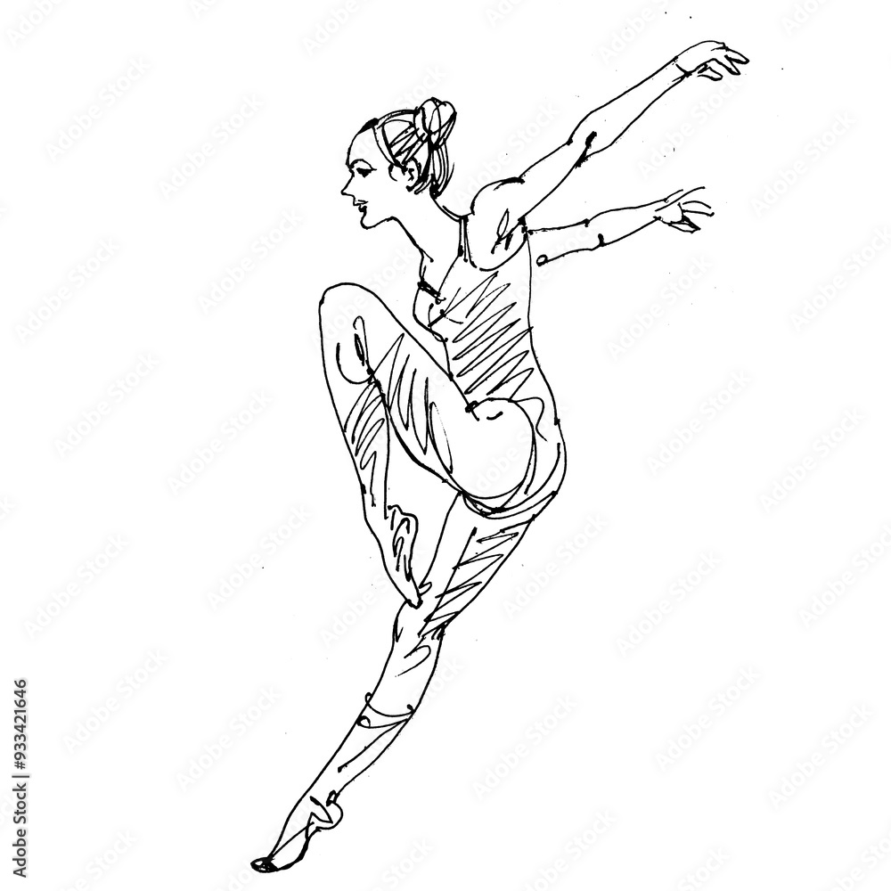 Hand drawn ballet pose dance illustration. Stock Illustration | Adobe Stock