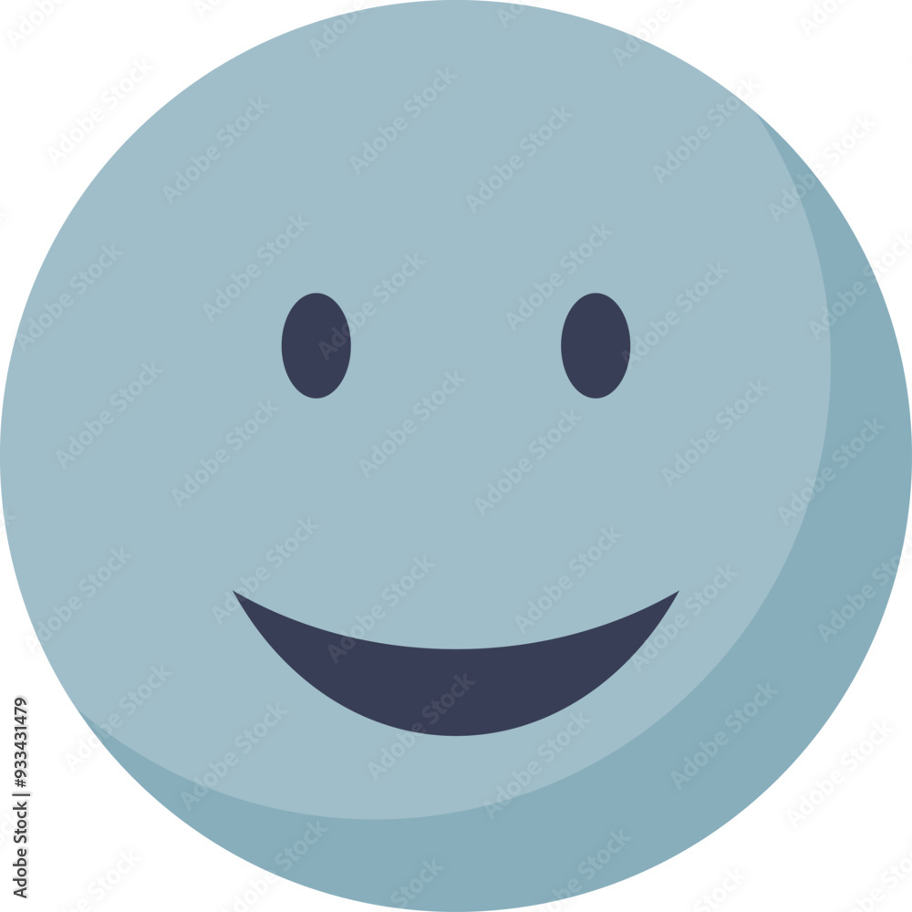 Simple blue happy face icon with a wide smile and circular shape ...