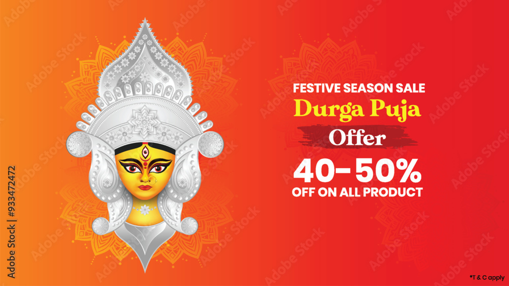 Indian religious durga puja festival background and poster design with ...