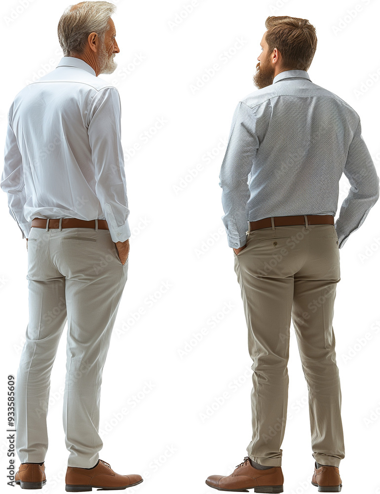 full body back view of two businessman transparent background, ai ...