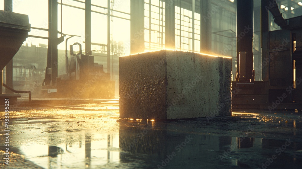 Stock-Foto „An industrial setting where a laser is used for cutting ...