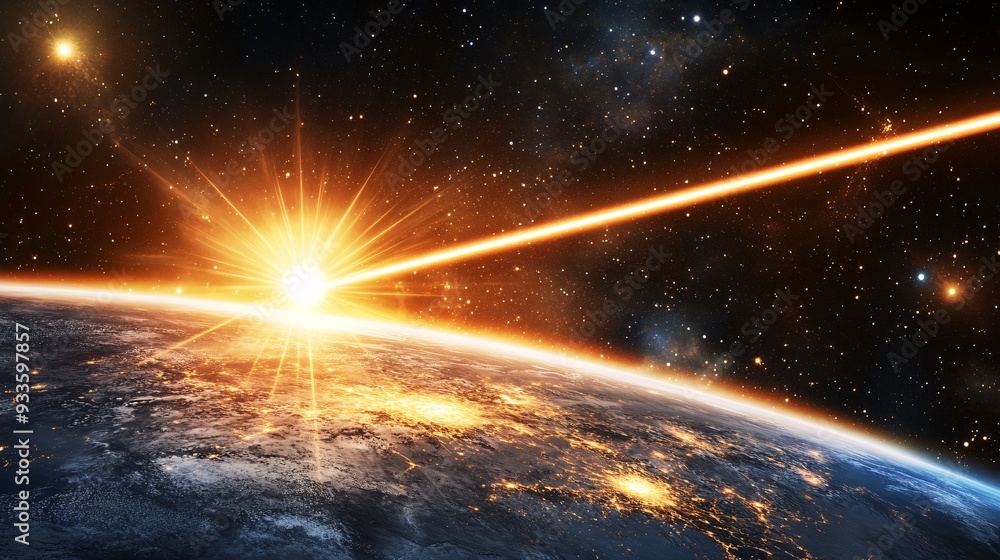 A futuristic concept of laser technology used in space exploration ...