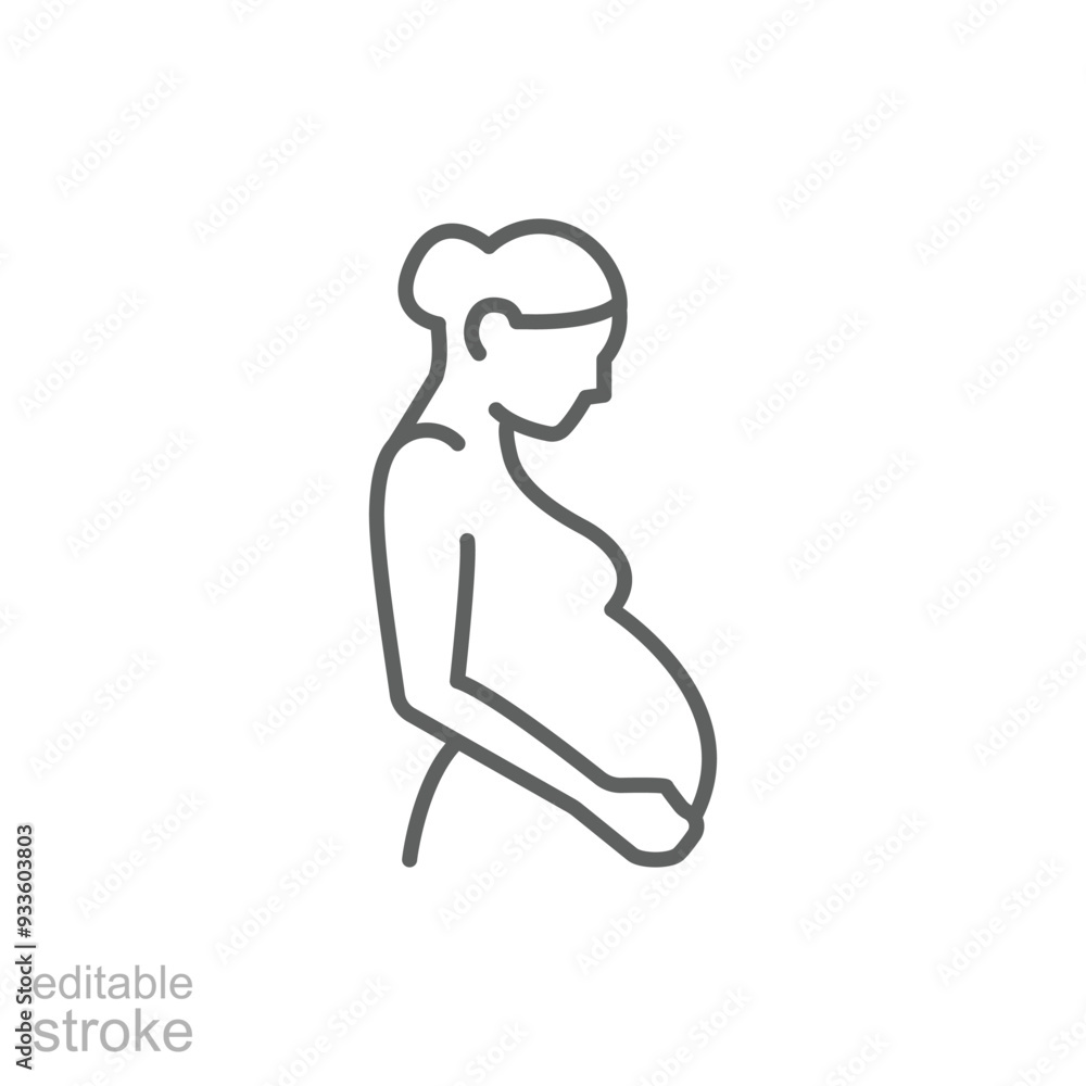 Pregnancy icon. Simple outline style. Pregnant woman, maternal, lady ...