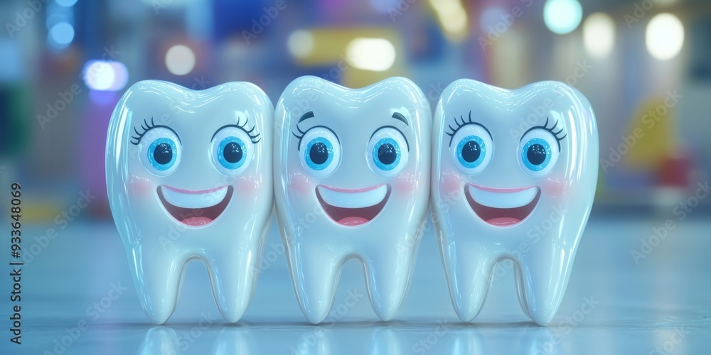 Cheerful Smiling Tooth Cartoon: Dental Health Concept for Marketing ...