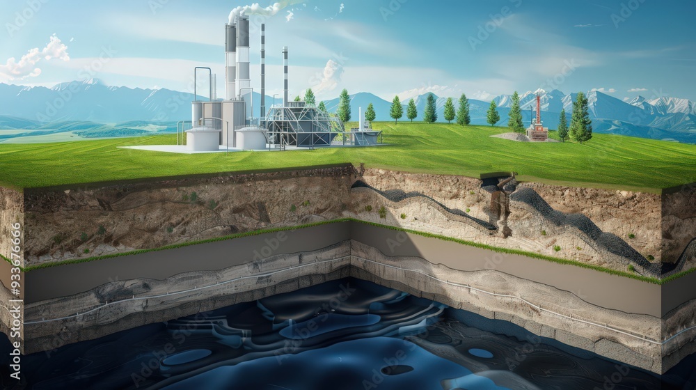 A diagram of carbon dioxide storage solutions, including geological ...
