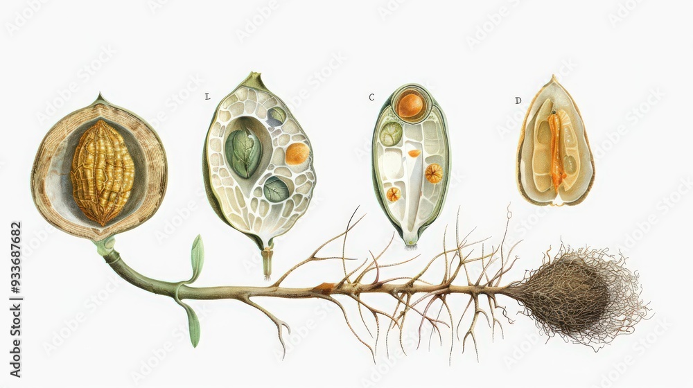Stock-Illustration „Detailed diagram of a plant's seed structure ...
