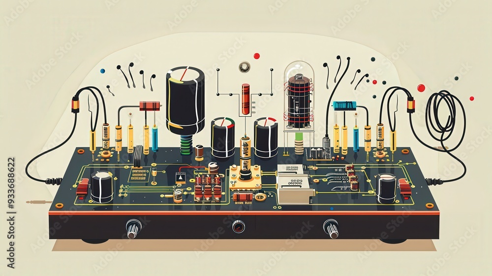 Detailed illustration of a basic amplifier circuit, including input and ...