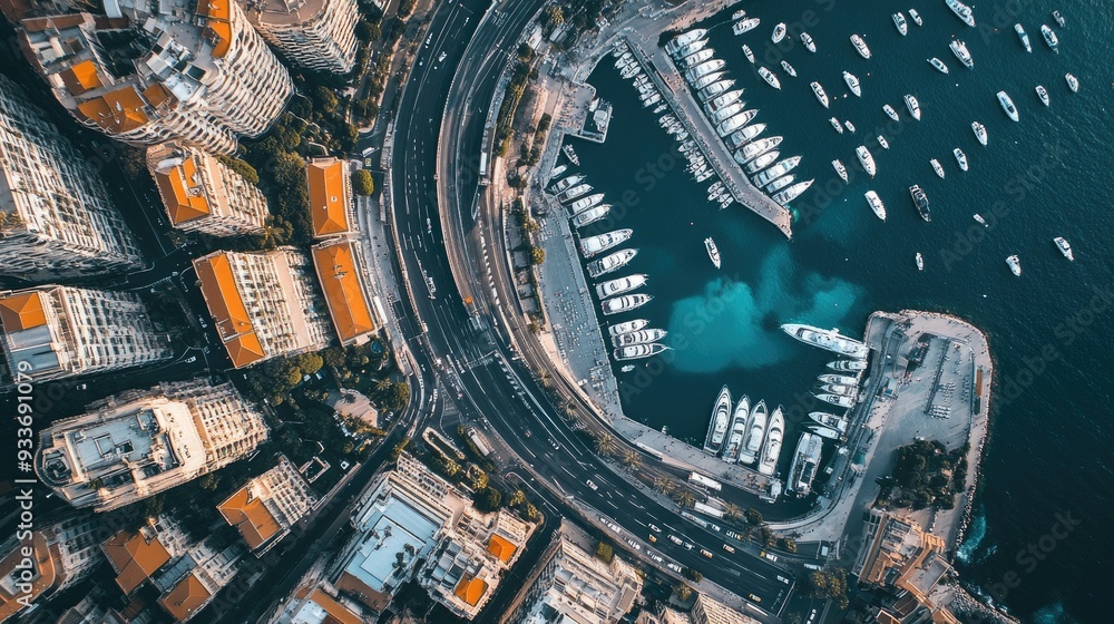 Foto stock di Aerial view of Monaco's Formula 1 Grand Prix circuit ...