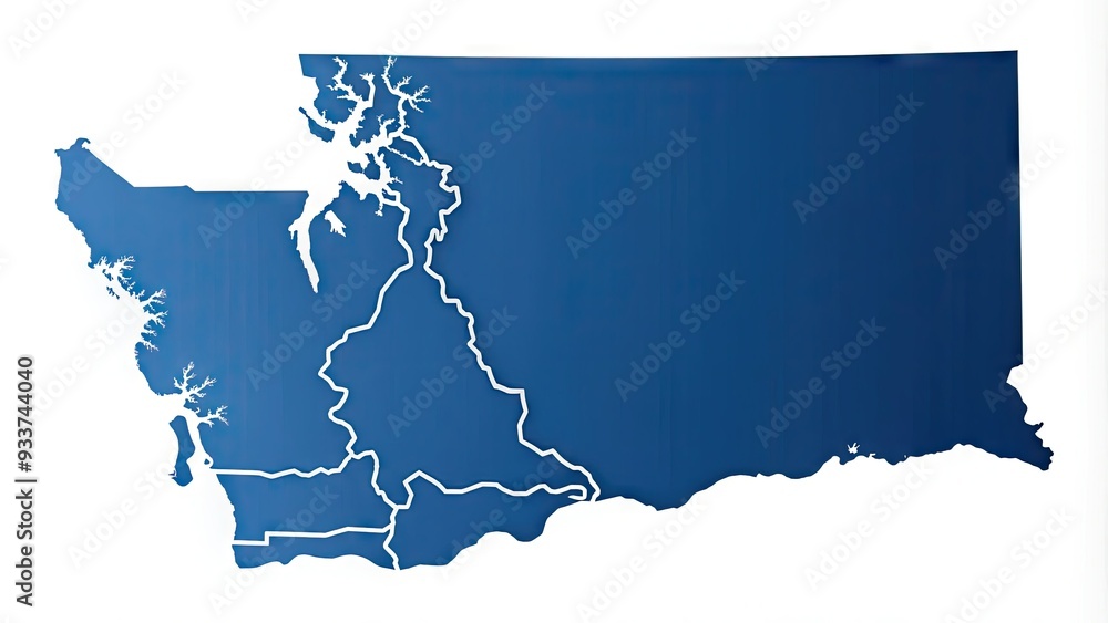 Simple blue outline of Washington state's borders, including the ...