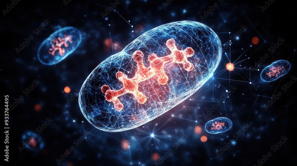 Microscopic view of a mitochondrion, the powerhouse of the cell ...