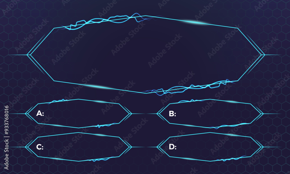 Quiz Game Blue Neon Lightning Frame UI. Intellectual Challenge Game ...