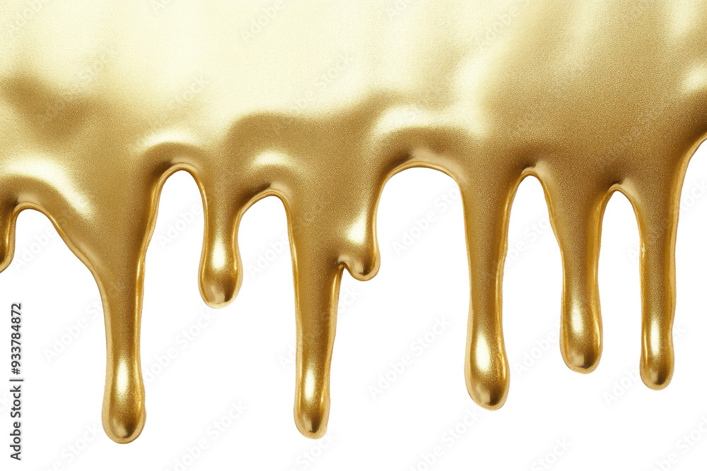 Golden liquid dripping on a transparent background. creating a ...
