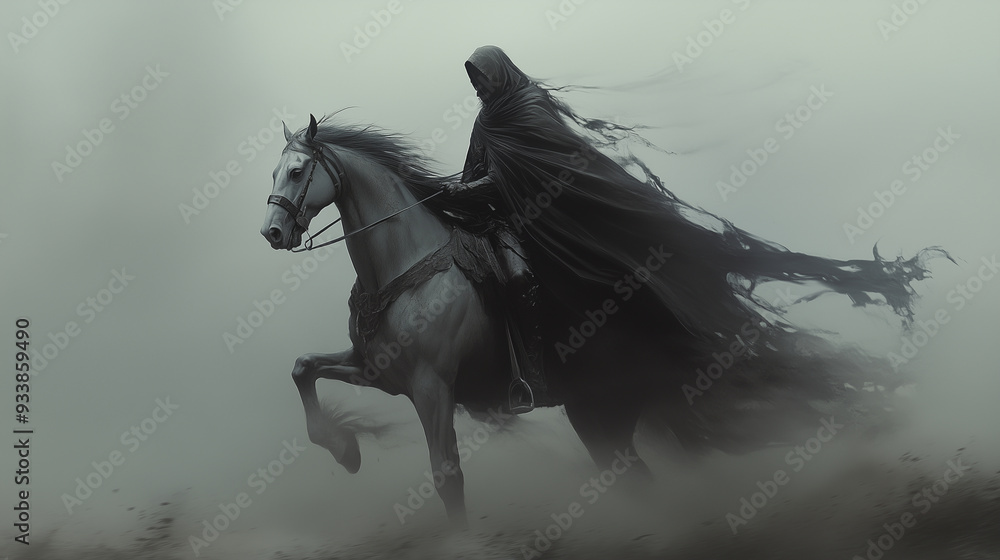 Ilustración de Stock The Pale Rider Banshee: A banshee mounted on a ...