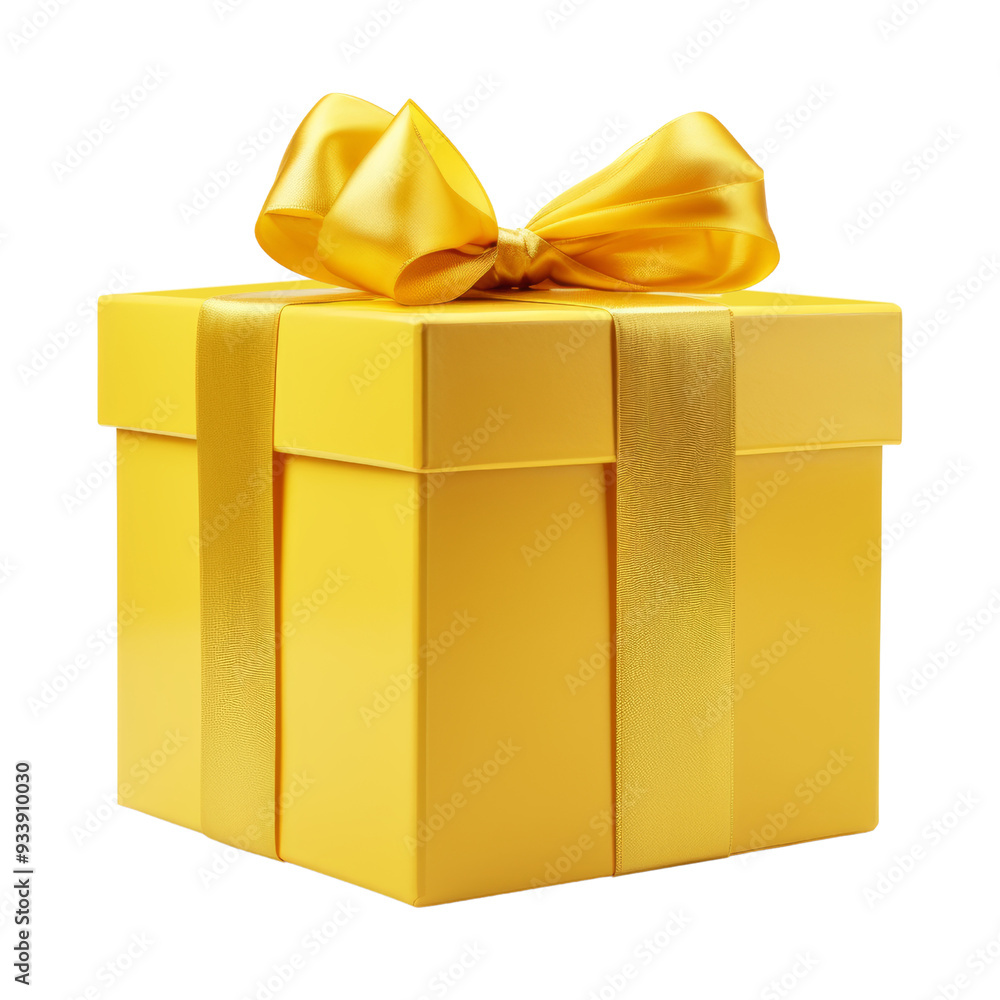 yellow gift box isolated on transparent background cutout Stock Photo ...