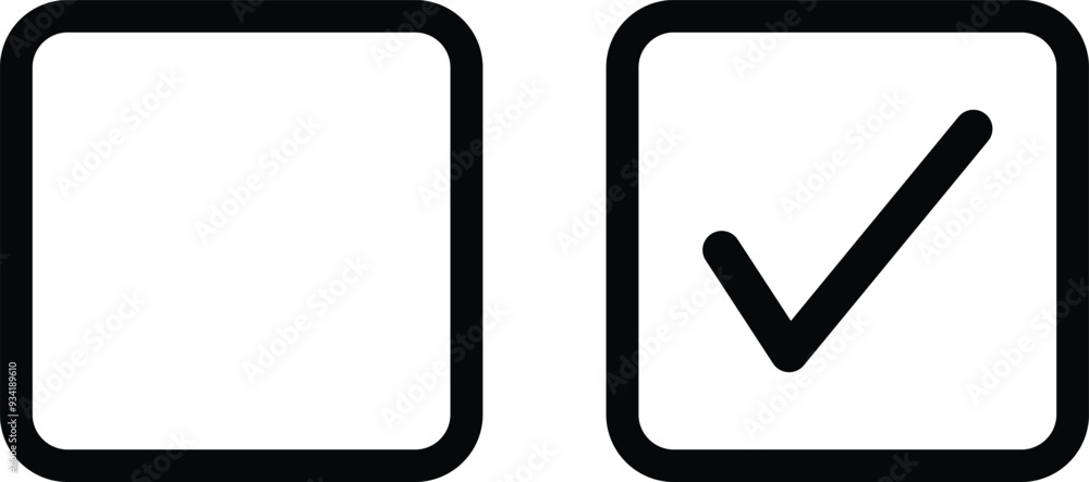 Checkbox set with blank and checked checkbox icon isolated on white background . Check and ...