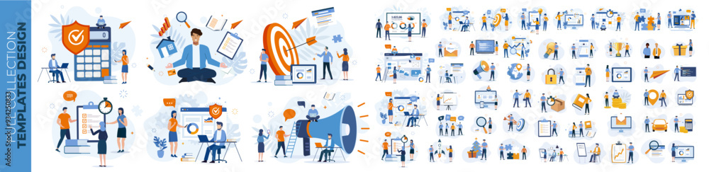 Vector de Stock Ultra pack Marketing illustration : Communication, internet, interface, real ...