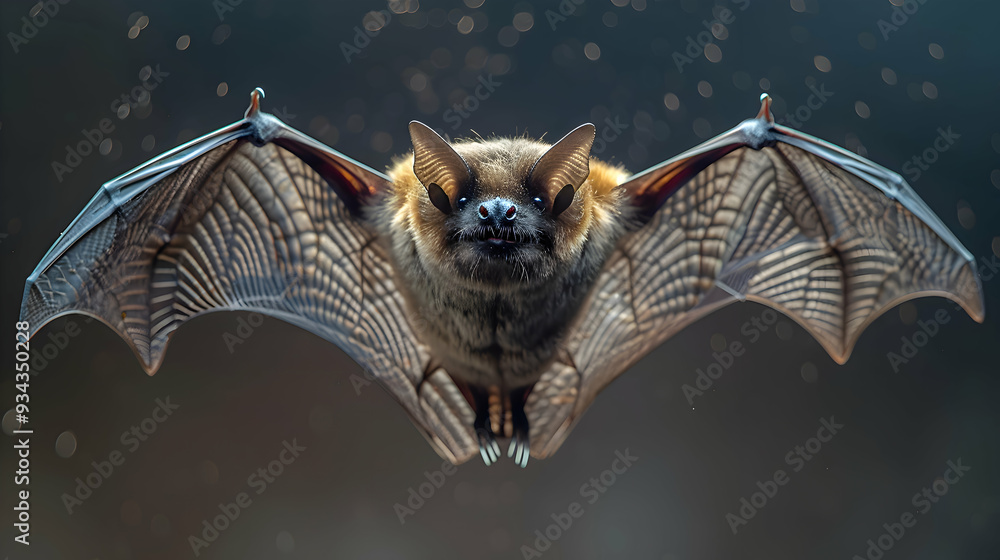 Amazon Brazilian Lesser Long-nosed Bat flying through the night sky ...