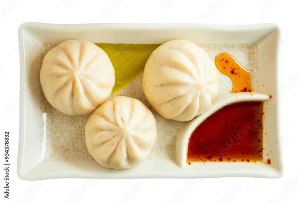 Appetizing Xiaolongbao or Pan chino, savory steamed baozi traditionally ...